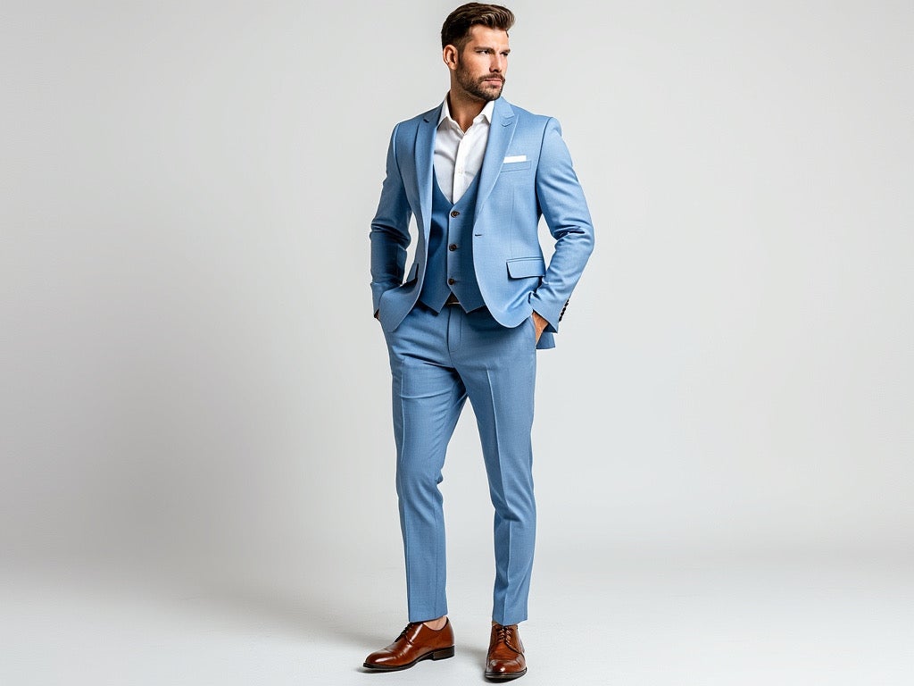 Light Blue Three-Piece Suit | Baynes & Baker